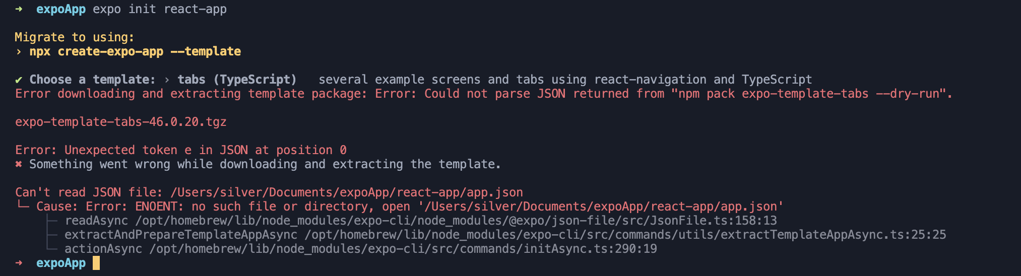 Not able to create a new project with Expo · Issue #19070 · expo/expo · GitHub