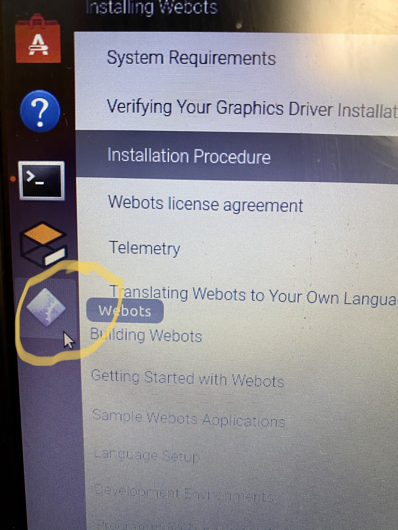 Webots icon is not shown after installing in linux · Issue #1870 · cyberbotics/webots · GitHub