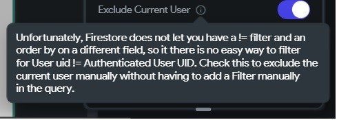 "Exclude current user" toggle in query collection does not work · Issue #571 · FlutterFlow ...