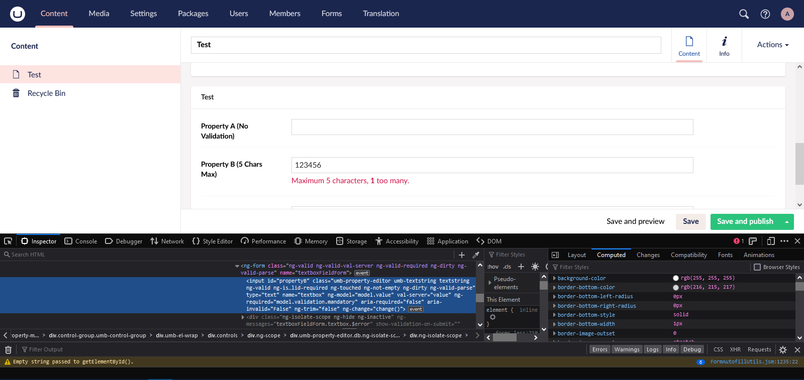 aria-invalid="False" is hard-coded to textboxes · Issue #12427 · umbraco/Umbraco-CMS · GitHub