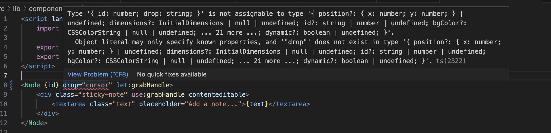 Type error on Node property "drop" · Issue #349 · open-source-labs/Svelvet · GitHub