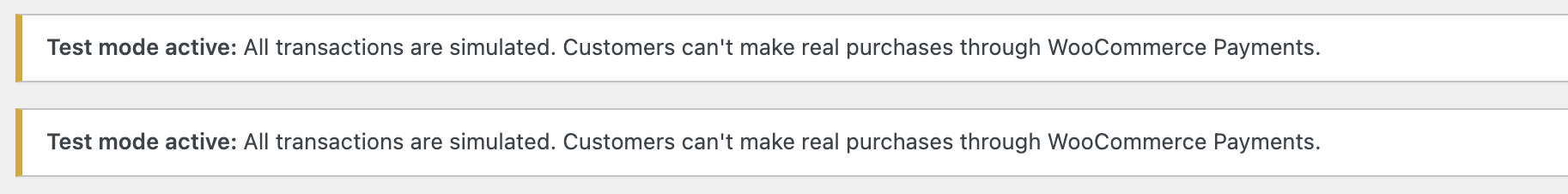 Test Mode Notice Being Displayed Twice · Issue 1604 · Automattic Woocommerce Payments · Github