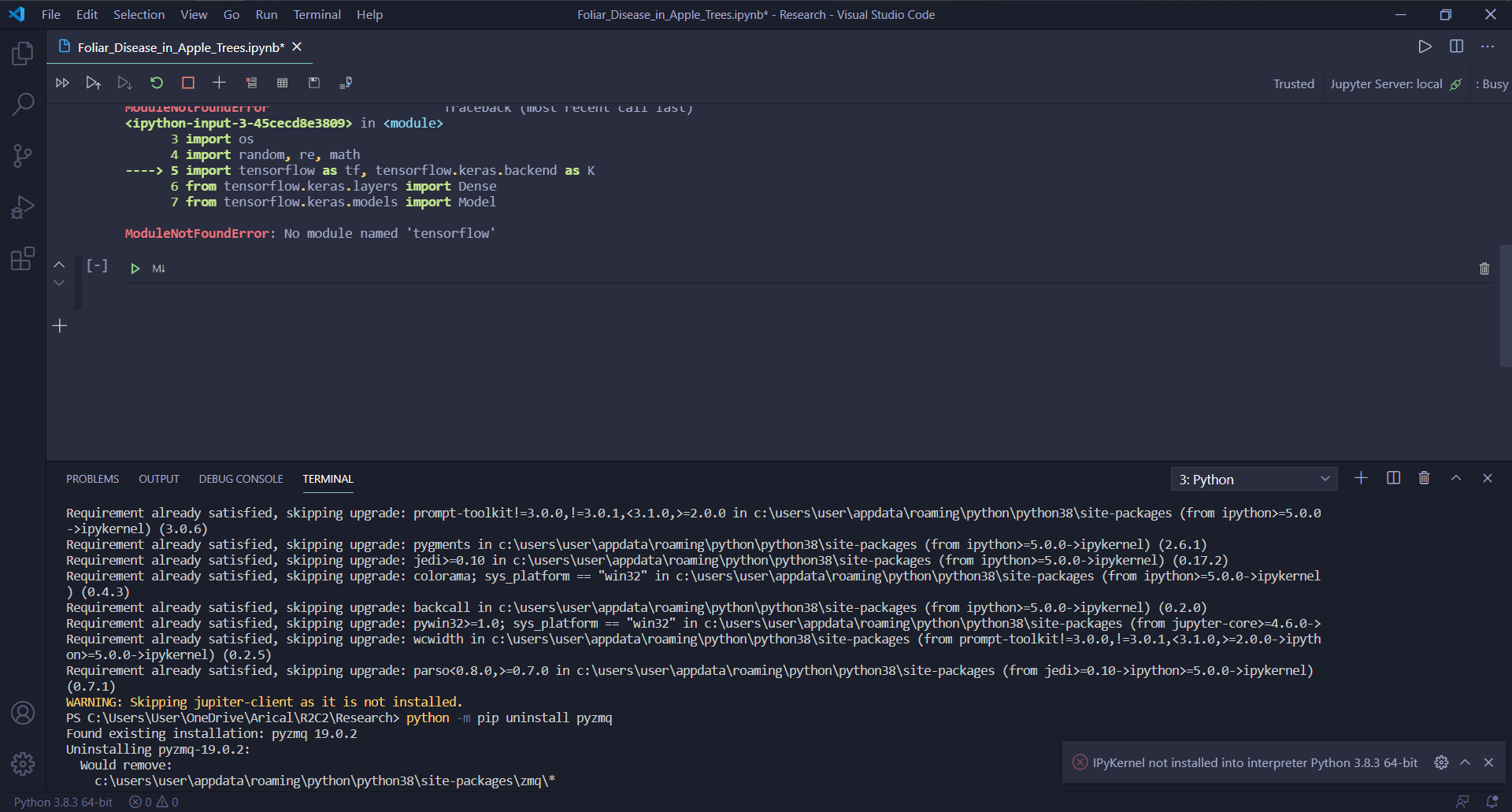 Timed out waiting to get a heartbeat from kernel process · Issue #582 ...