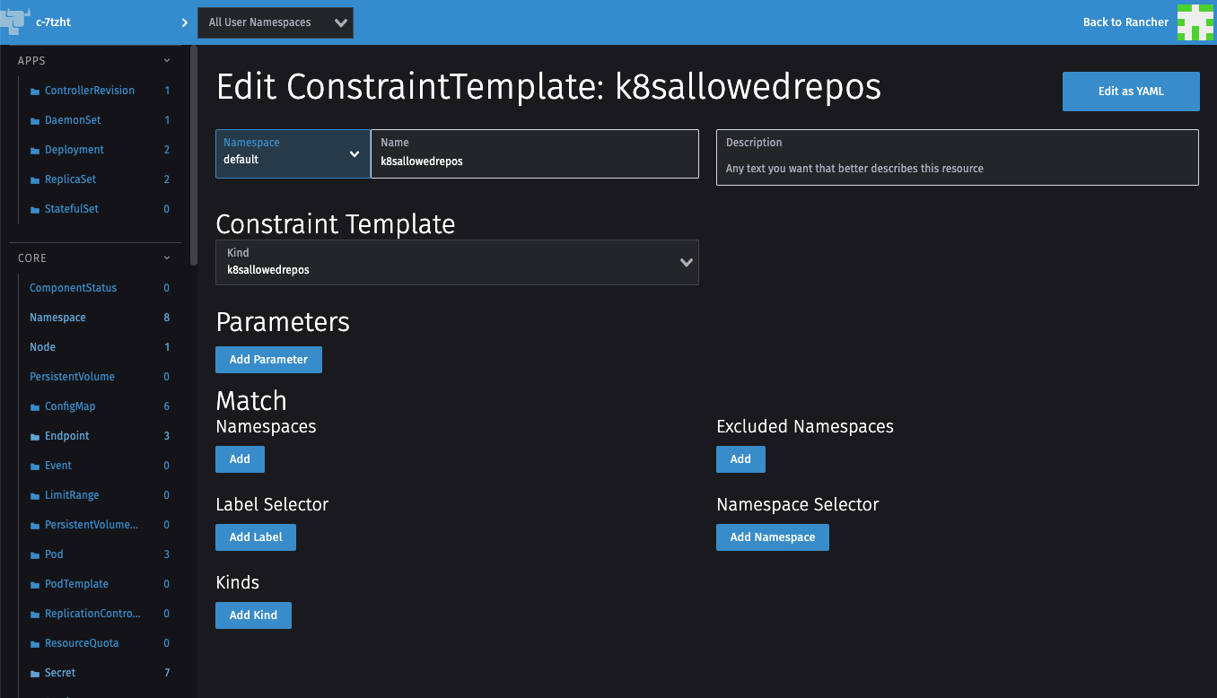 UI for OPA gatekeeper - Constraints · Issue #305 · rancher/dashboard · GitHub