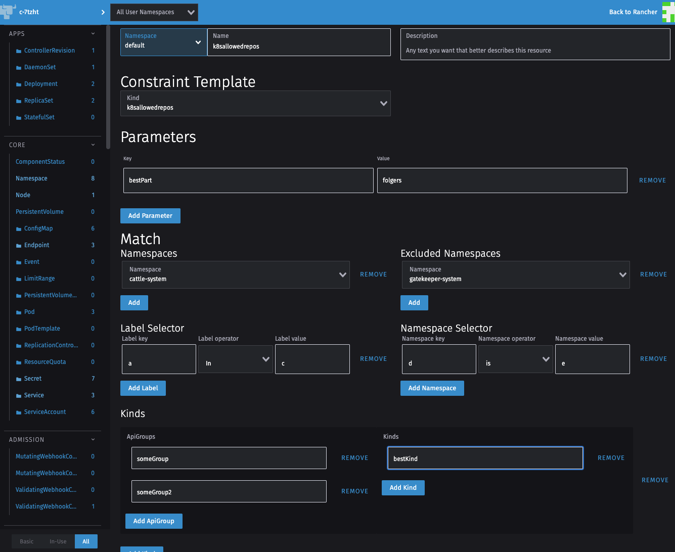 UI for OPA gatekeeper - Constraints · Issue #305 · rancher/dashboard · GitHub