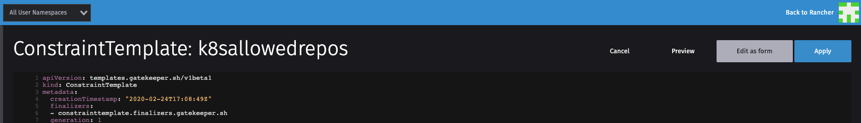 UI for OPA gatekeeper - Constraints · Issue #305 · rancher/dashboard · GitHub