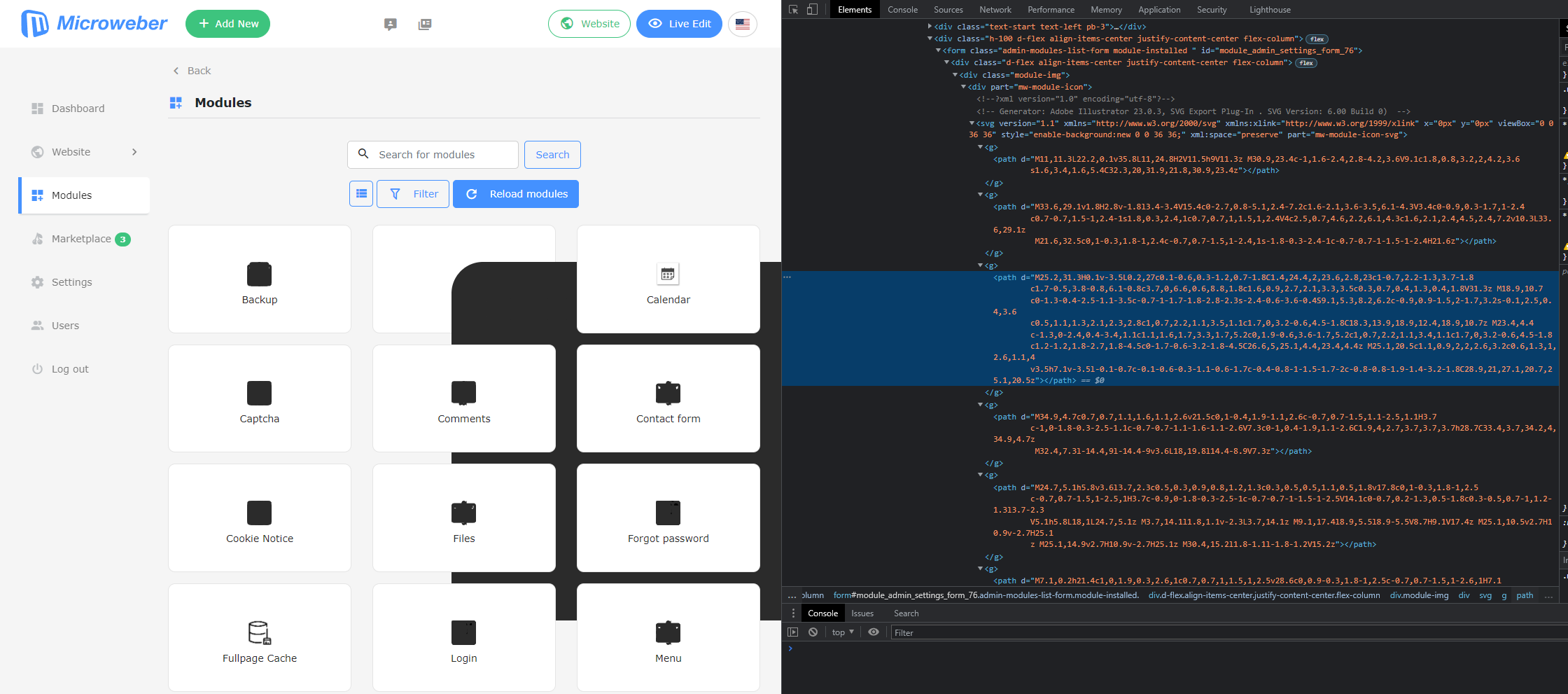 Module svg icons render on top of each other where only one is expected ...