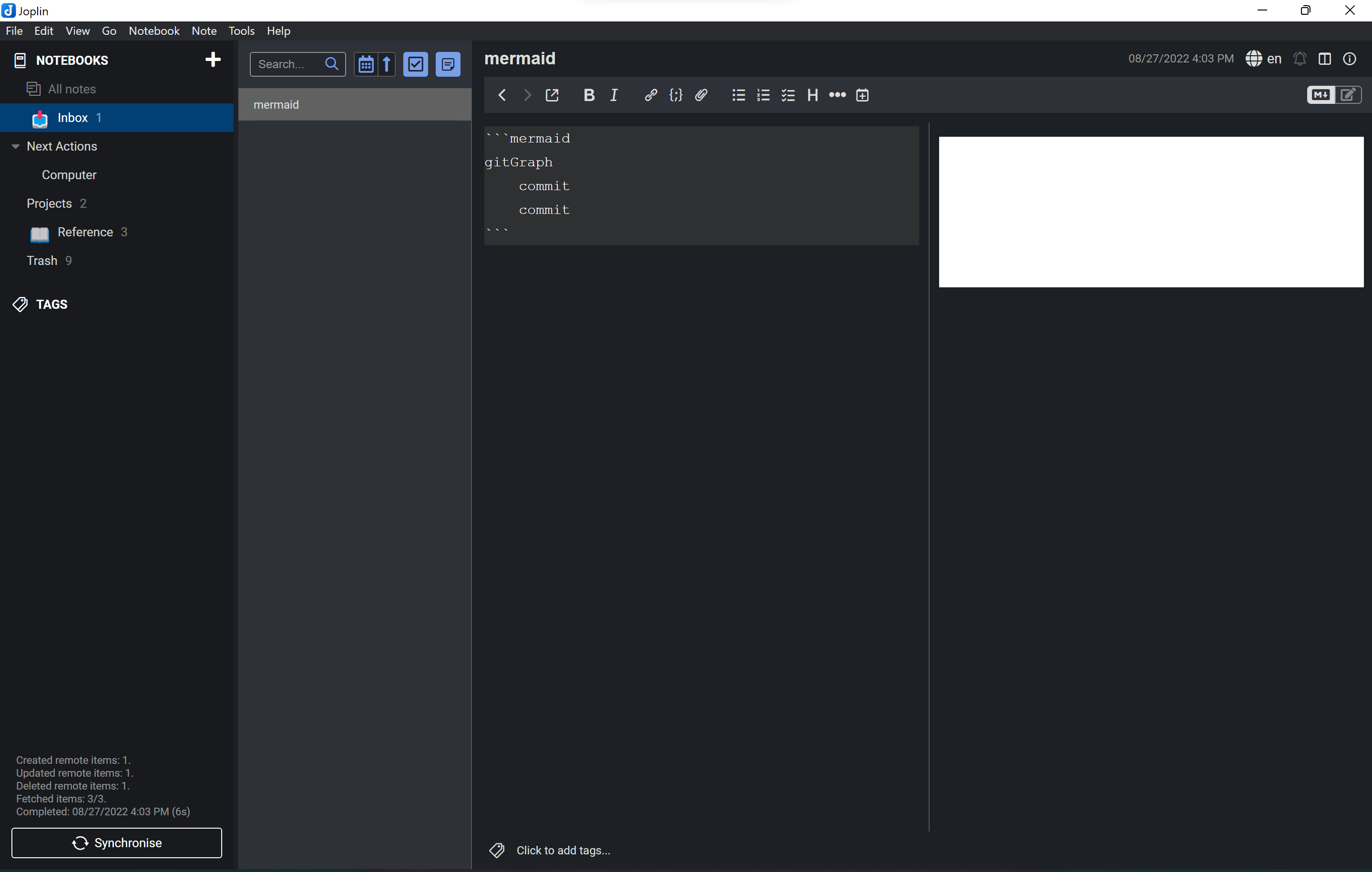 Mermaid Gitgraphs Render Only A White Rectangle · Issue 6784 · Laurent22joplin · Github