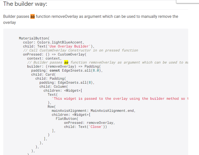 Spelling mistake in overlay package doc · Issue #72116 · flutter/flutter · GitHub