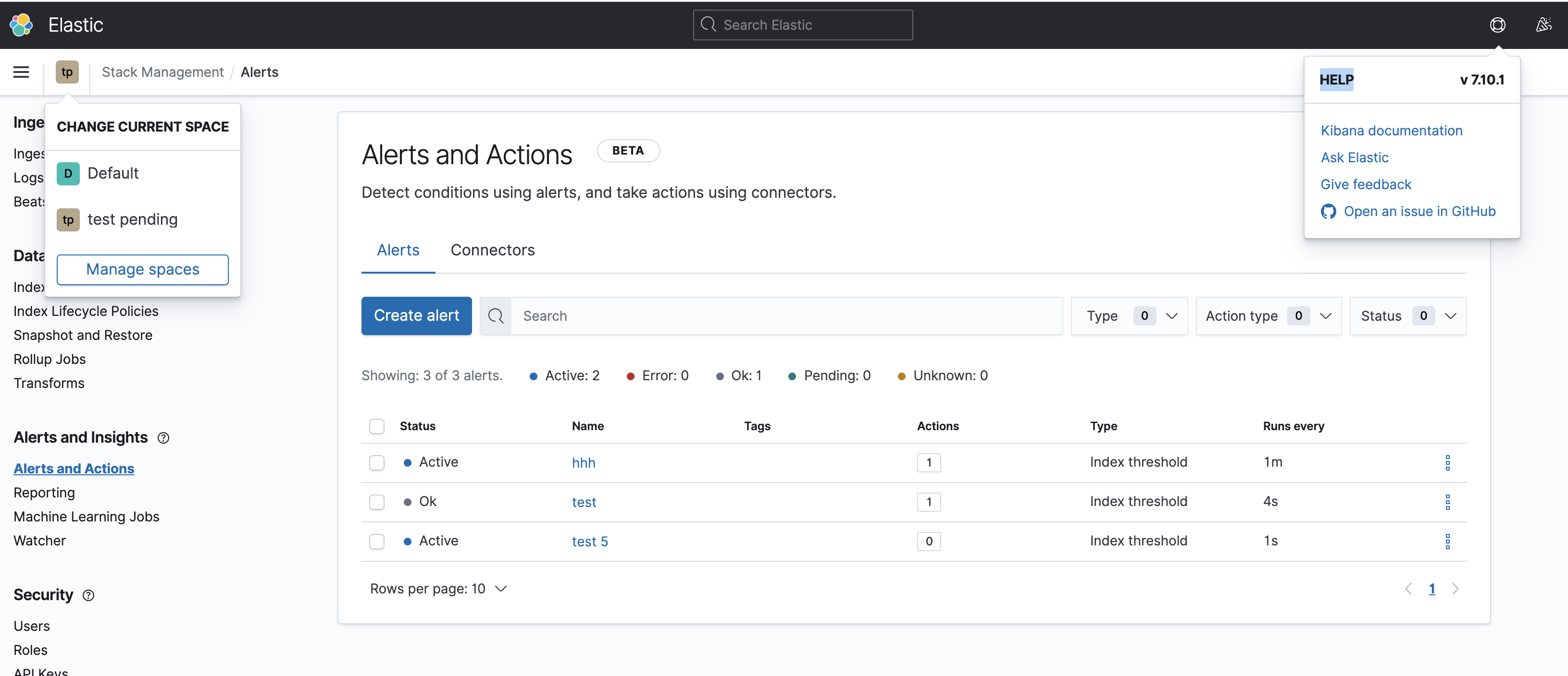 Alerts remains in PENDING status when created in a space (not the default) · Issue #87340 ...
