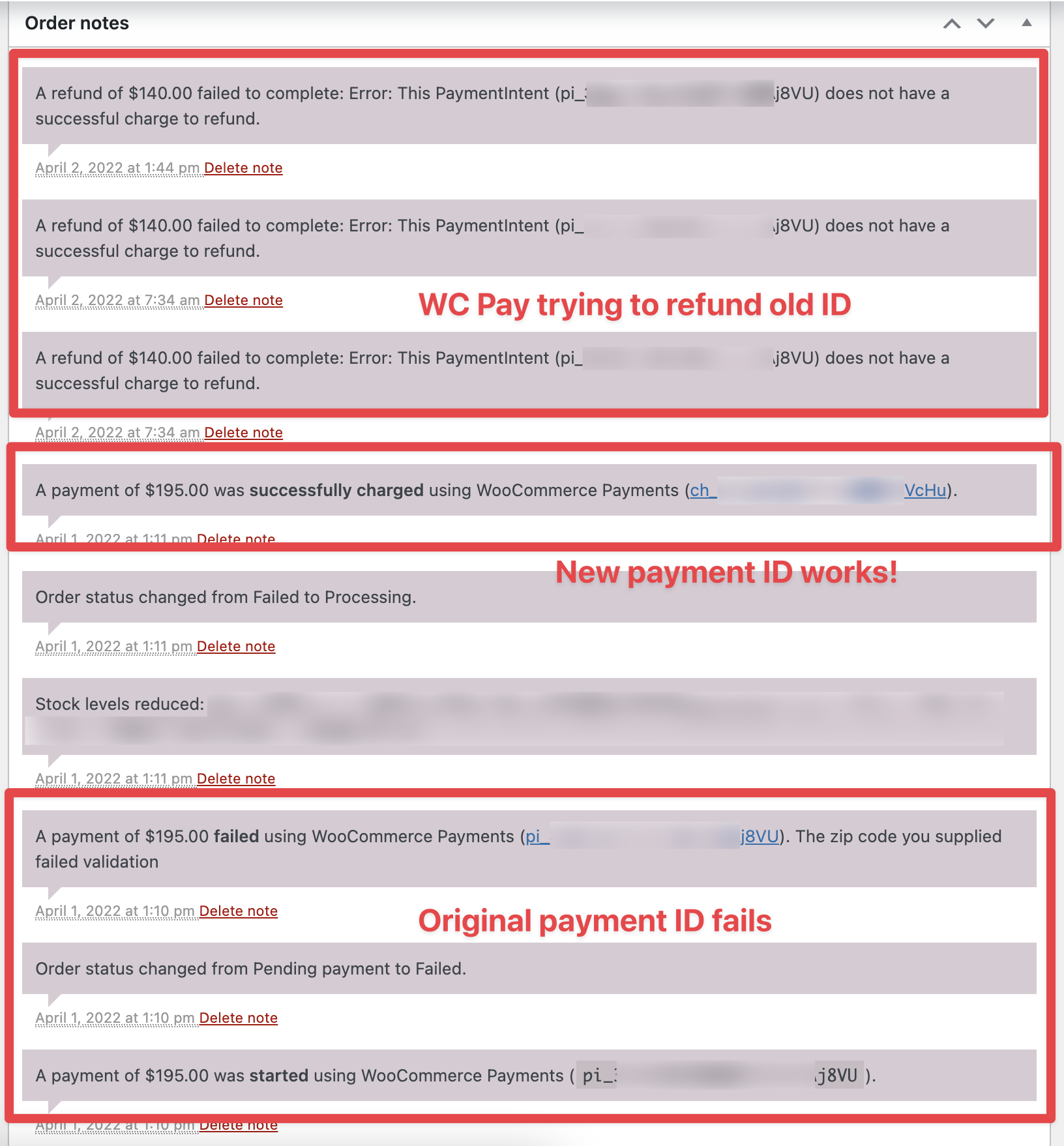 Order numbers not showing in transaction lists, order not refundable ...