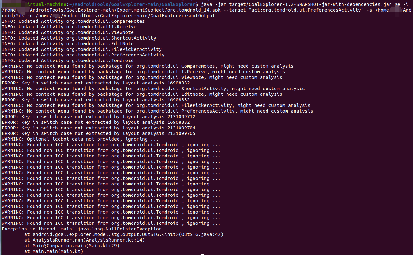Exceptions in the static analysis module · Issue #8 · resess/GoalExplorer · GitHub