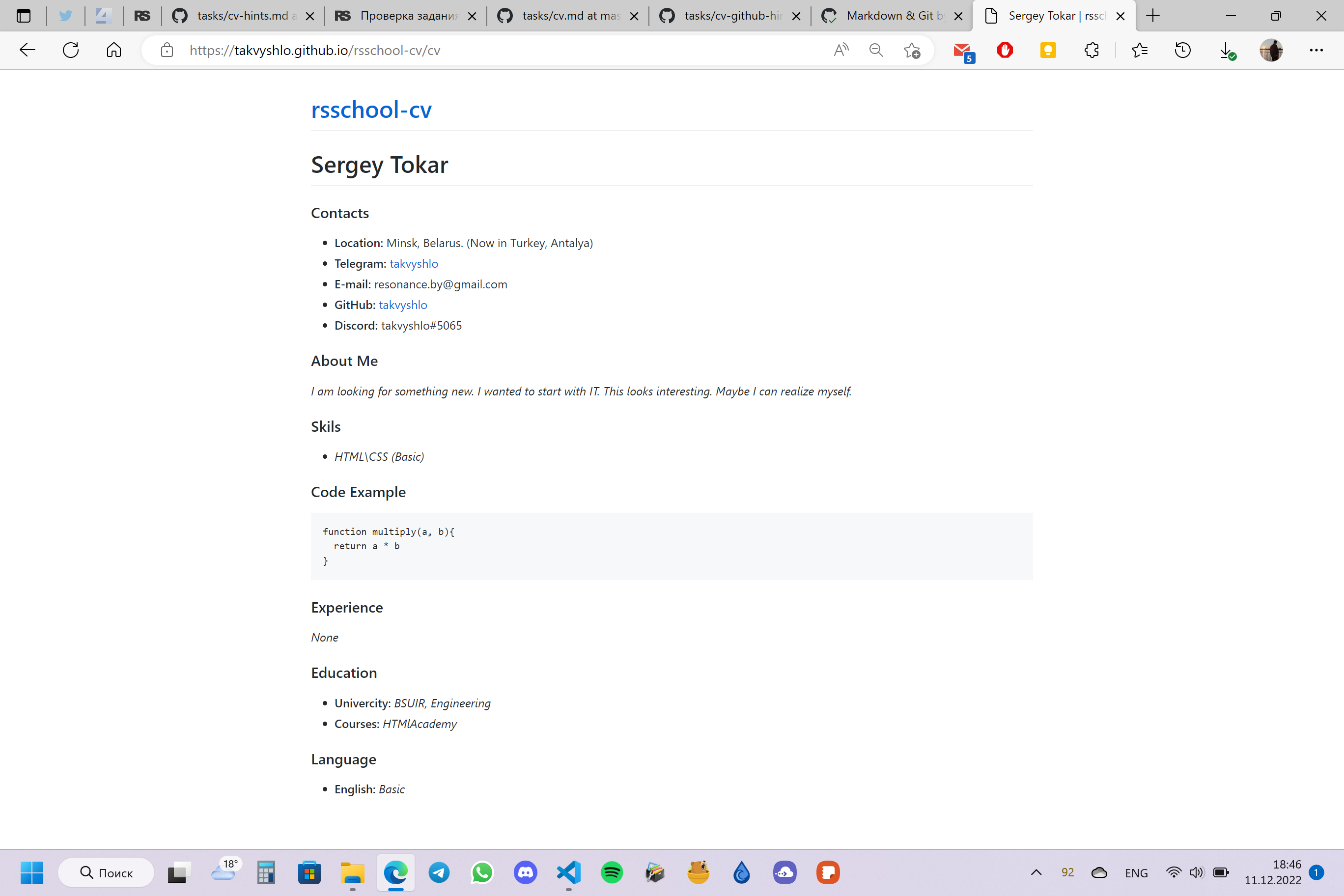 Markdown & Git by takvyshlo · Pull Request #1 · takvyshlo/rsschool-cv · GitHub