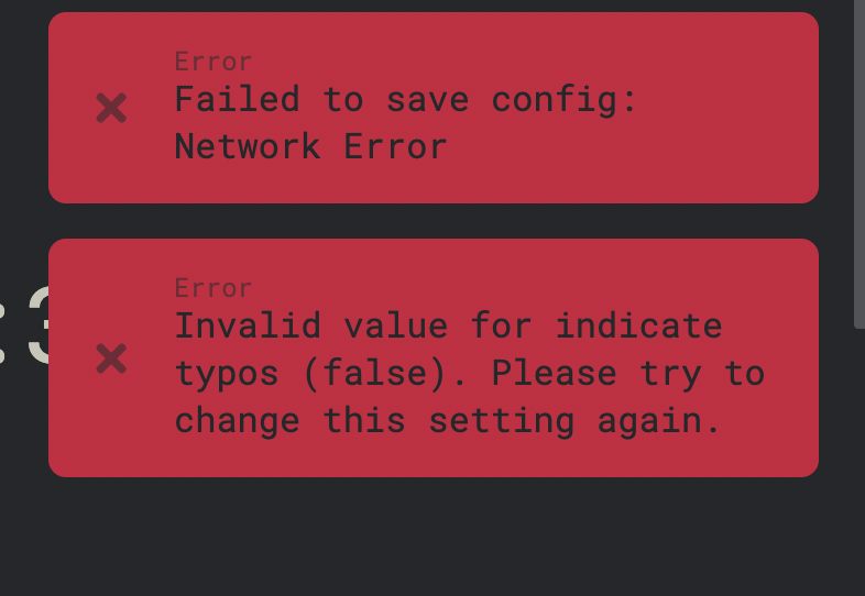"Failed to save config: Network Error" bug when the user logged in ...