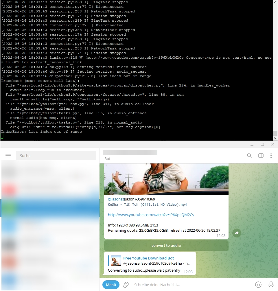 Covert to Audio Button does Not work. · Issue #126 · tgbot-collection/ytdlbot · GitHub