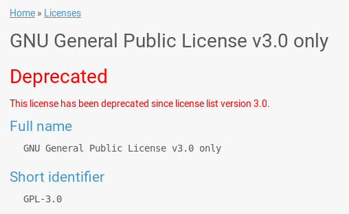 Update GPL links to point to SPDX pages without deprecation warnings · Issue #729 · github ...