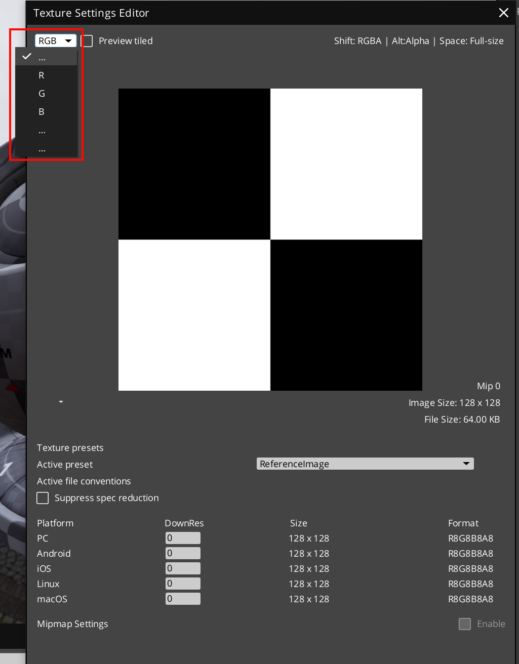 Texture Settings Editor Channel Selector Too Narrow · Issue #5535 · o3de/o3de · GitHub