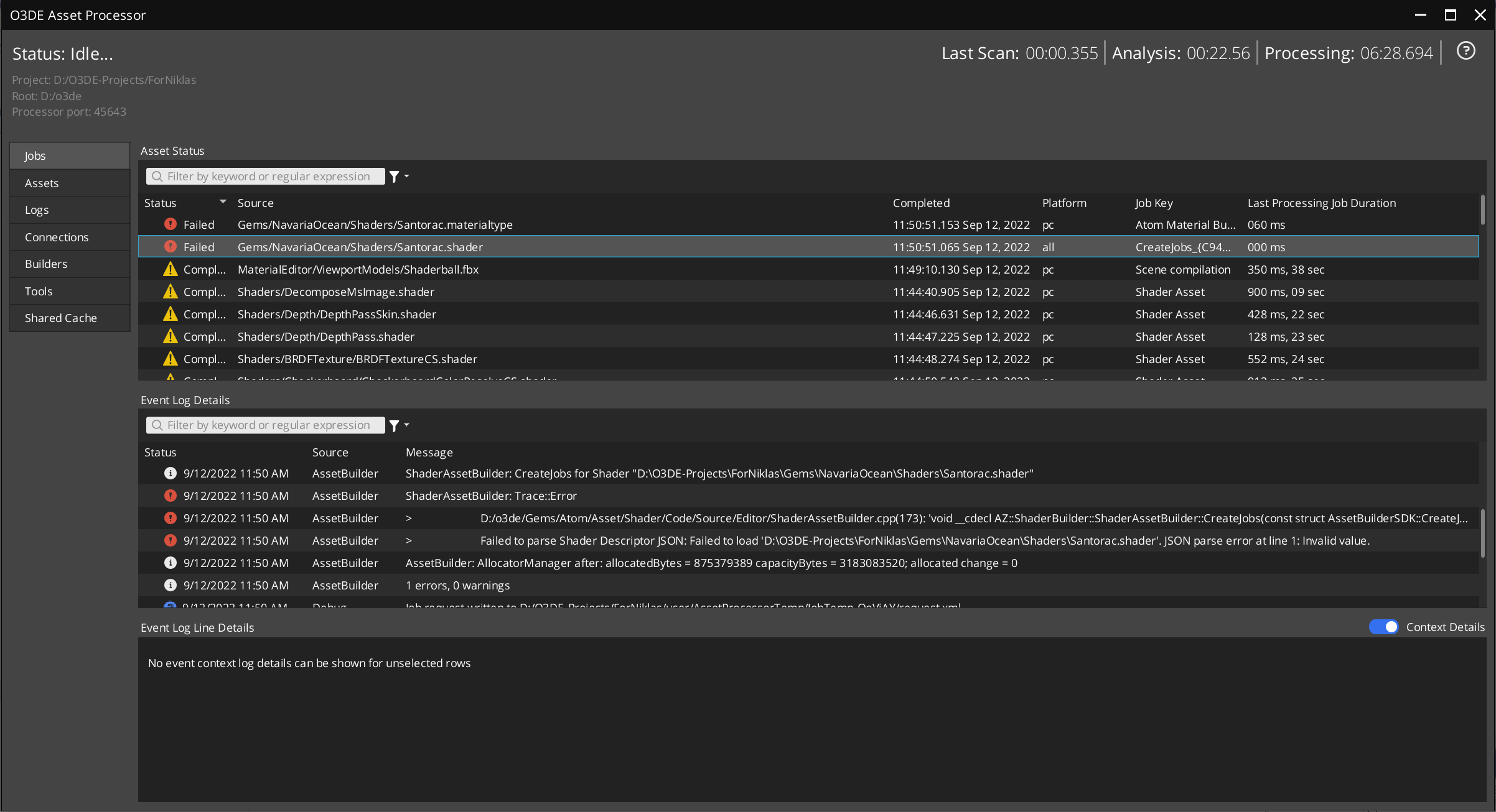 Shader file not found error in Asset Processor · Issue #11893 · o3de/o3de · GitHub