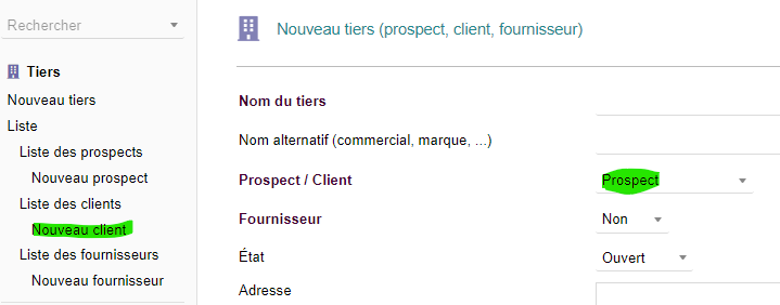 New Customer Nouveau Tiers Societe Card · Issue 20022 · Dolibarrdolibarr · Github 