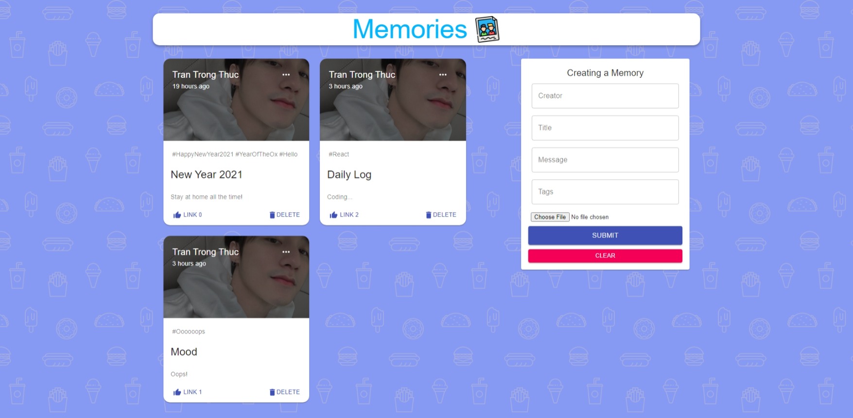 Github Thucne Memories Blog React Client A Front End Project About The Web App Called