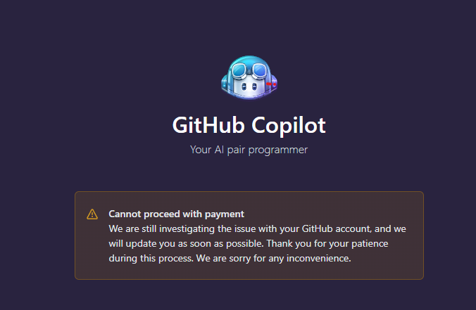 Copilot - Cannot proceed with payment · community · Discussion #51569 · GitHub