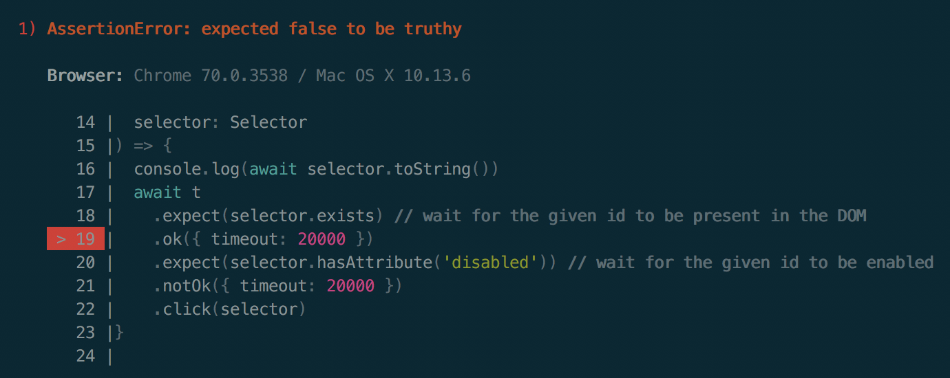 Hard To Debug Assertion Error Without Selector String · Issue 3229 · Devexpresstestcafe · Github