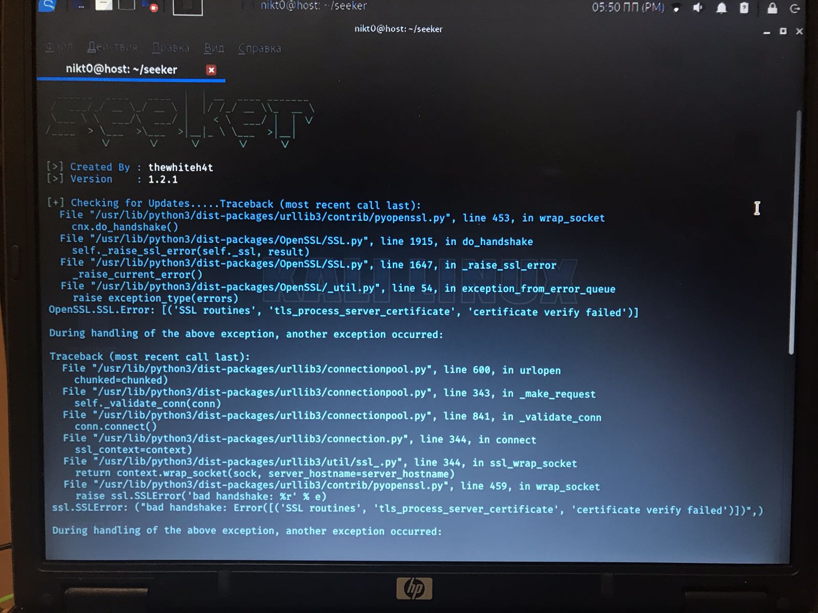 Error while updating · Issue #166 · thewhiteh4t/seeker · GitHub