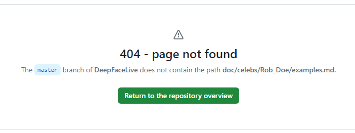 Hyperlink to Rob Doe's examples doesn't work · Issue #164 · iperov/DeepFaceLive · GitHub