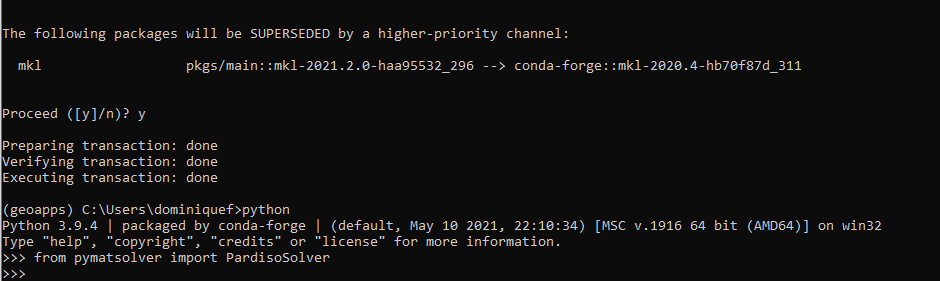 ImportError: cannot import name 'Pardiso' from 'pymatsolver' · Issue #1015 · simpeg/simpeg · GitHub