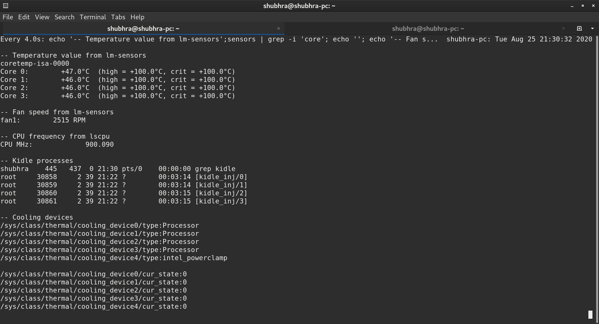 Powerclamp idle injection does not stop even after temperature is under ...