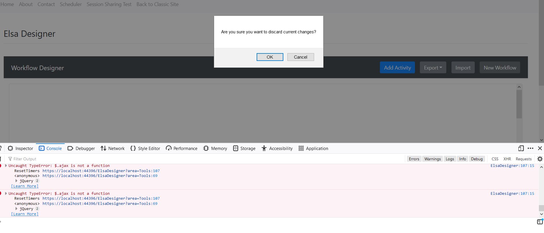 Workflow Designer buttons not responding · Issue #630 · elsa-workflows/elsa-core · GitHub