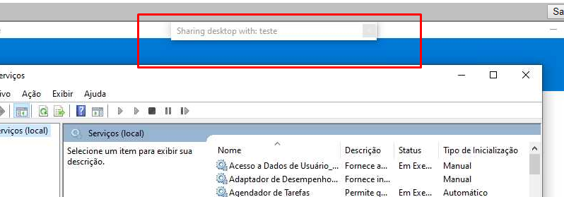 Remote desktop status bar showing what operations are being done ...