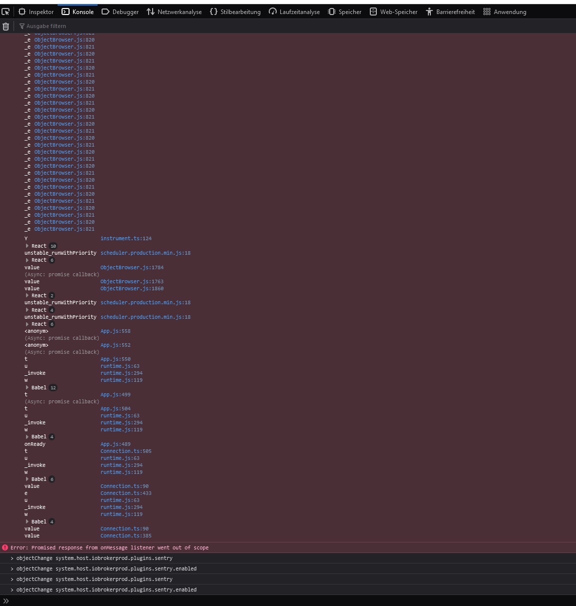 Objects-tab cannot be loaded (InternalError: too much recursion) · Issue #1460 · ioBroker ...