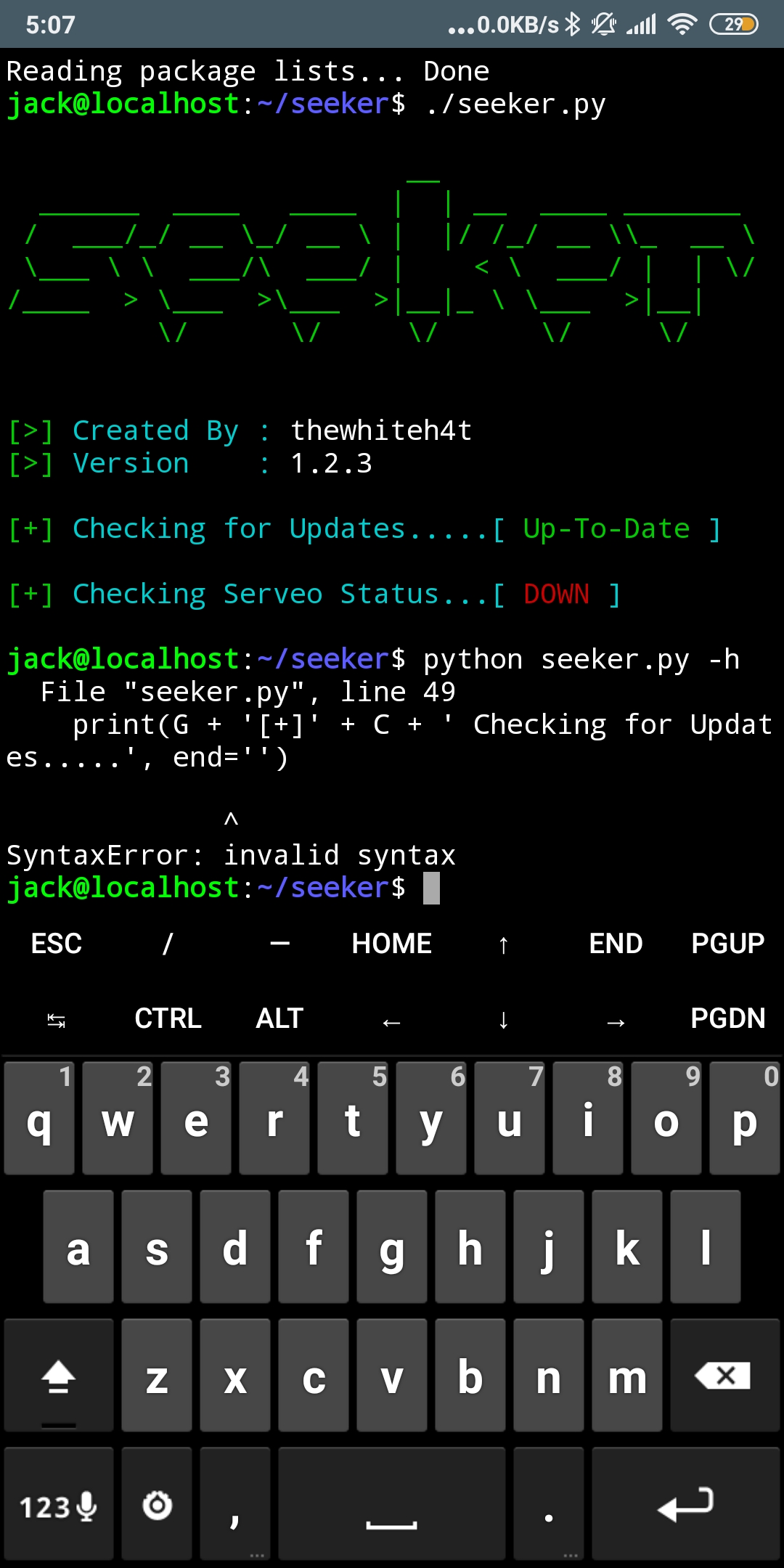 SERVEO ERROR · Issue #176 · thewhiteh4t/seeker · GitHub