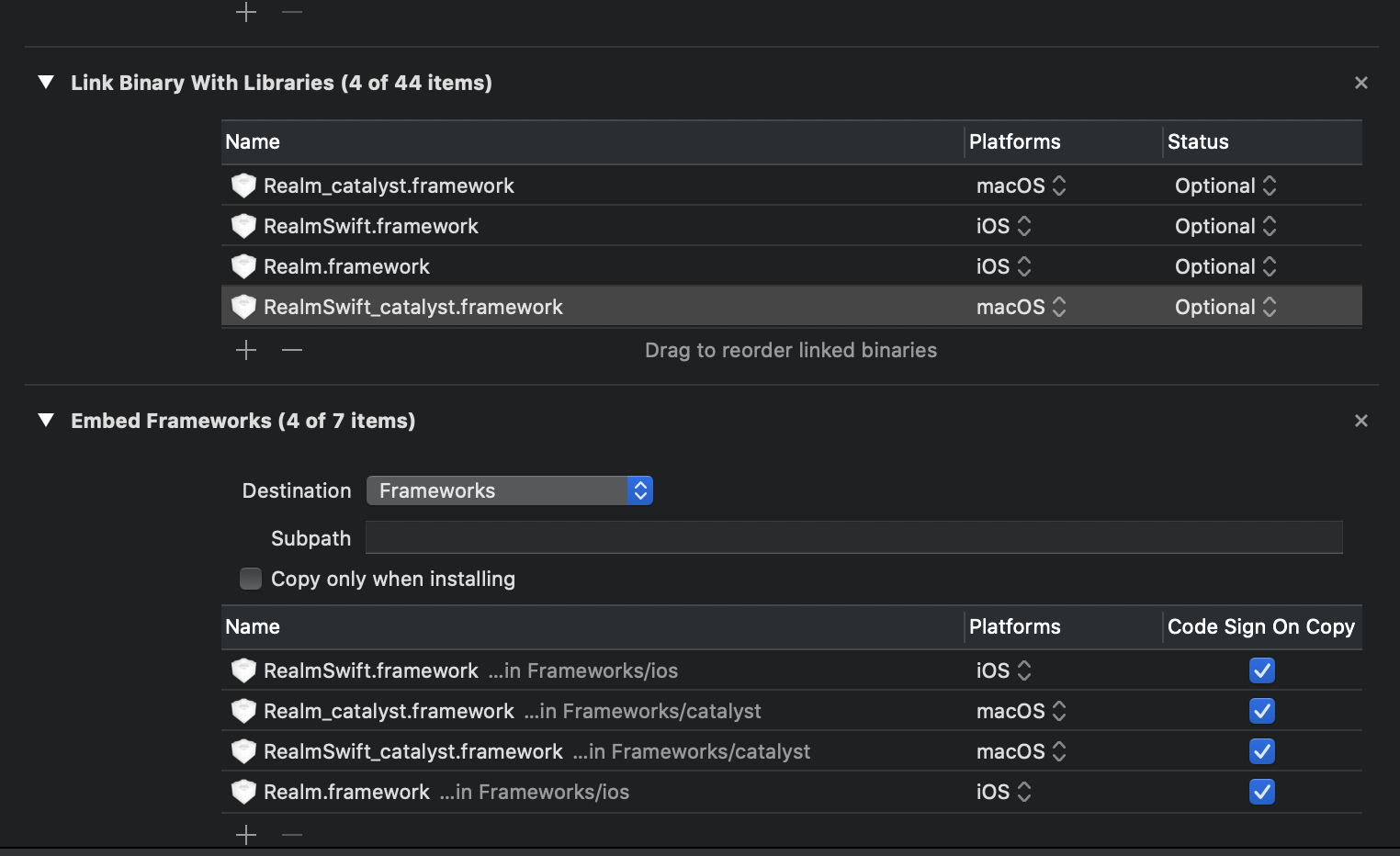 build.sh xcframework failing to link for Catalyst · Issue #6960 · realm/realm-swift · GitHub