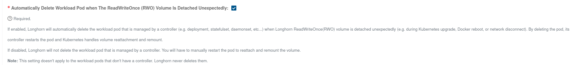 [BUG] Node down, statefulset rescheduled to another node but cant start due to the volume is ...