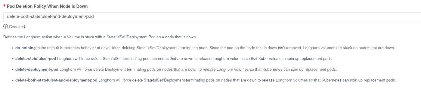 [BUG] Node down, statefulset rescheduled to another node but cant start due to the volume is ...
