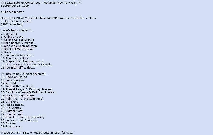 Bootlegs here: http://www.dimeadozen.org/index.php · Issue #40 · xpollen8/jazzbutcher.com · GitHub