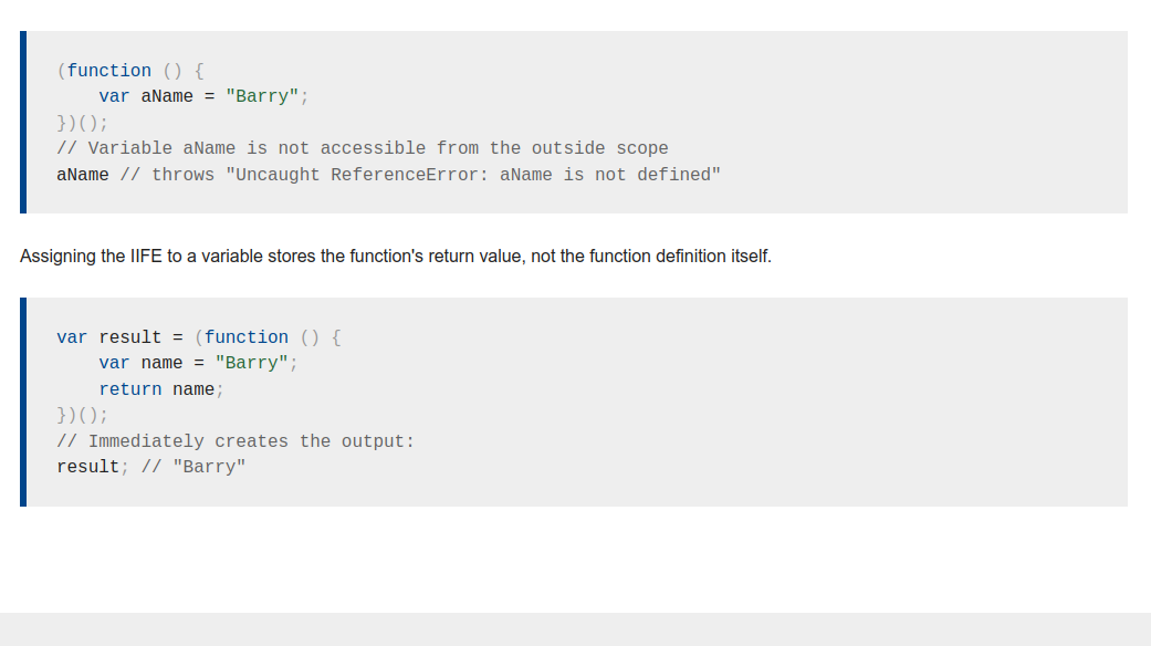 Issue with "IIFE": example doesn’t actually show a case where an IIFE ...