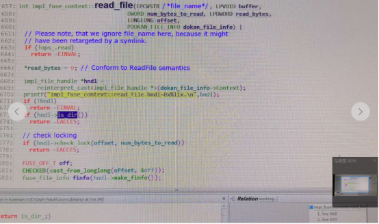 The problem output buffer(error addr cannot access memory) from driver in (Dokany/dokan/dokan.c ...