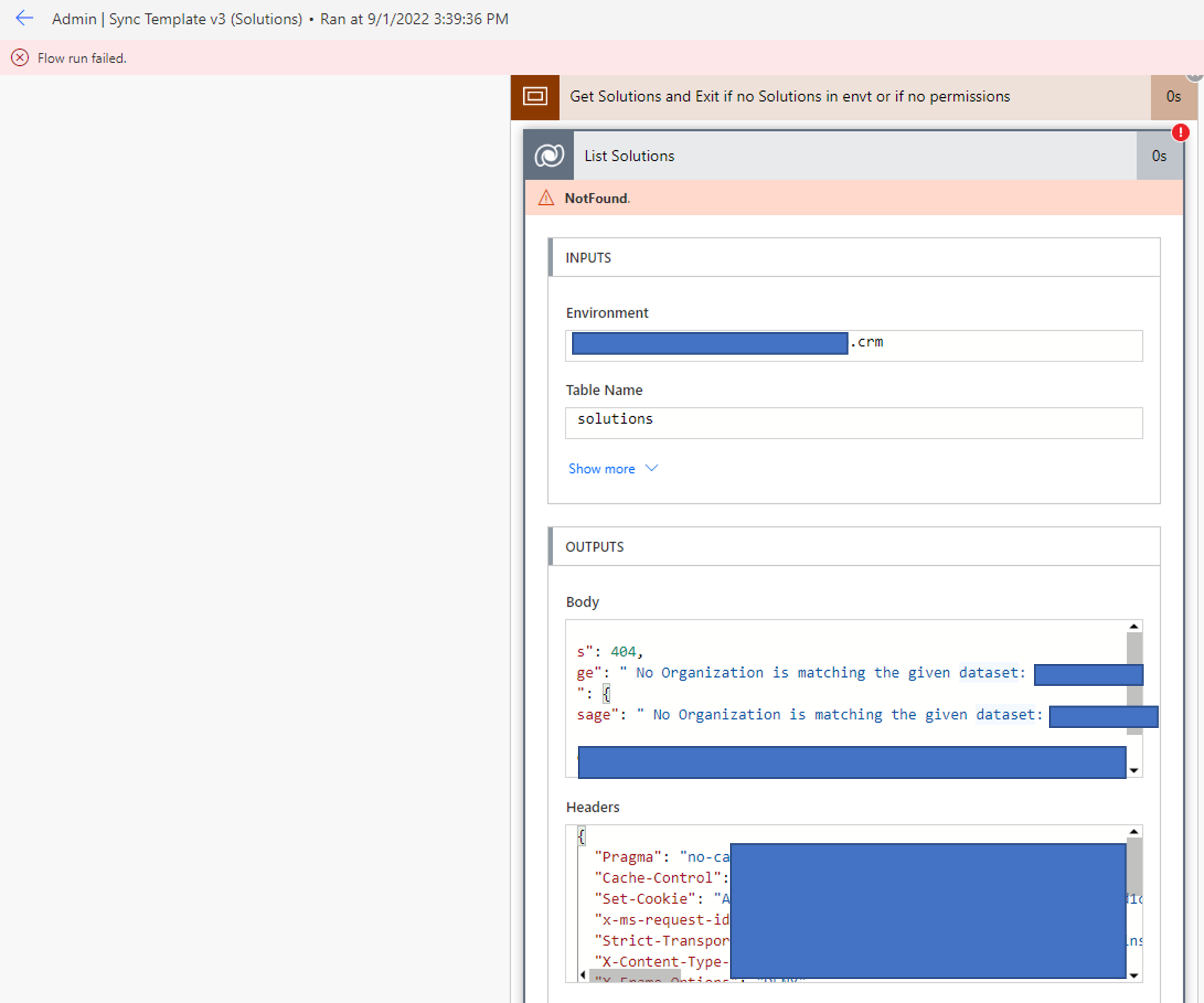 [CoE Starter Kit - BUG] Admin | Sync Template v3 (Solutions) - / 'No organization is matching ...