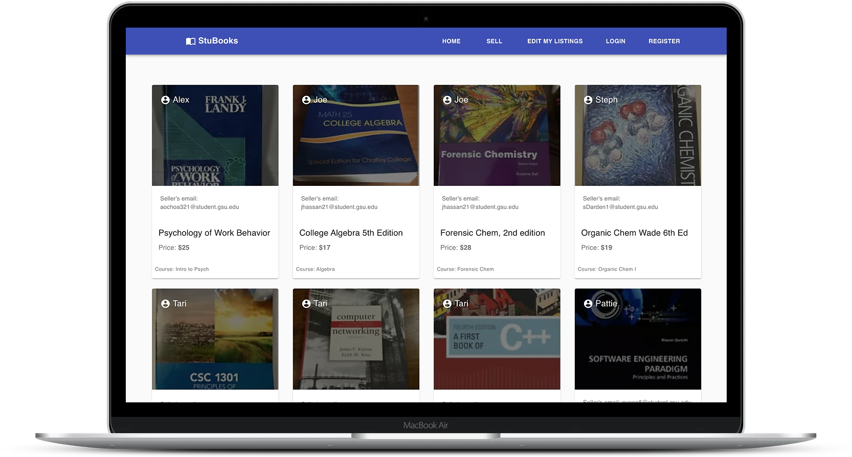 GitHub - BillyNLewis/stuBooks: enables you to sell your textbooks ...