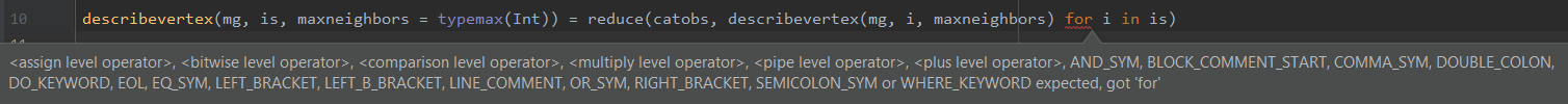 Failing to parse for loop in list comprehension · Issue #438 · JuliaEditorSupport/julia-intellij ...
