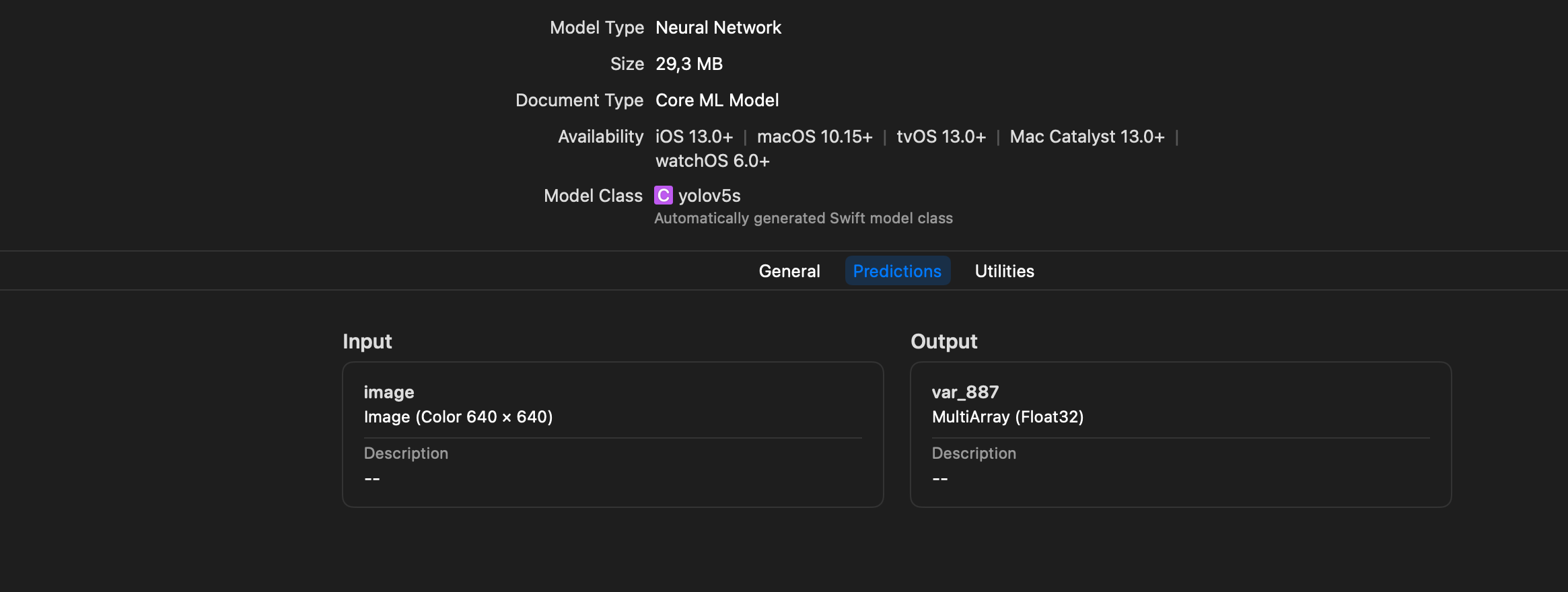Exporting trained model to coreML missing metadata · Issue #7284 · ultralytics/yolov5 · GitHub