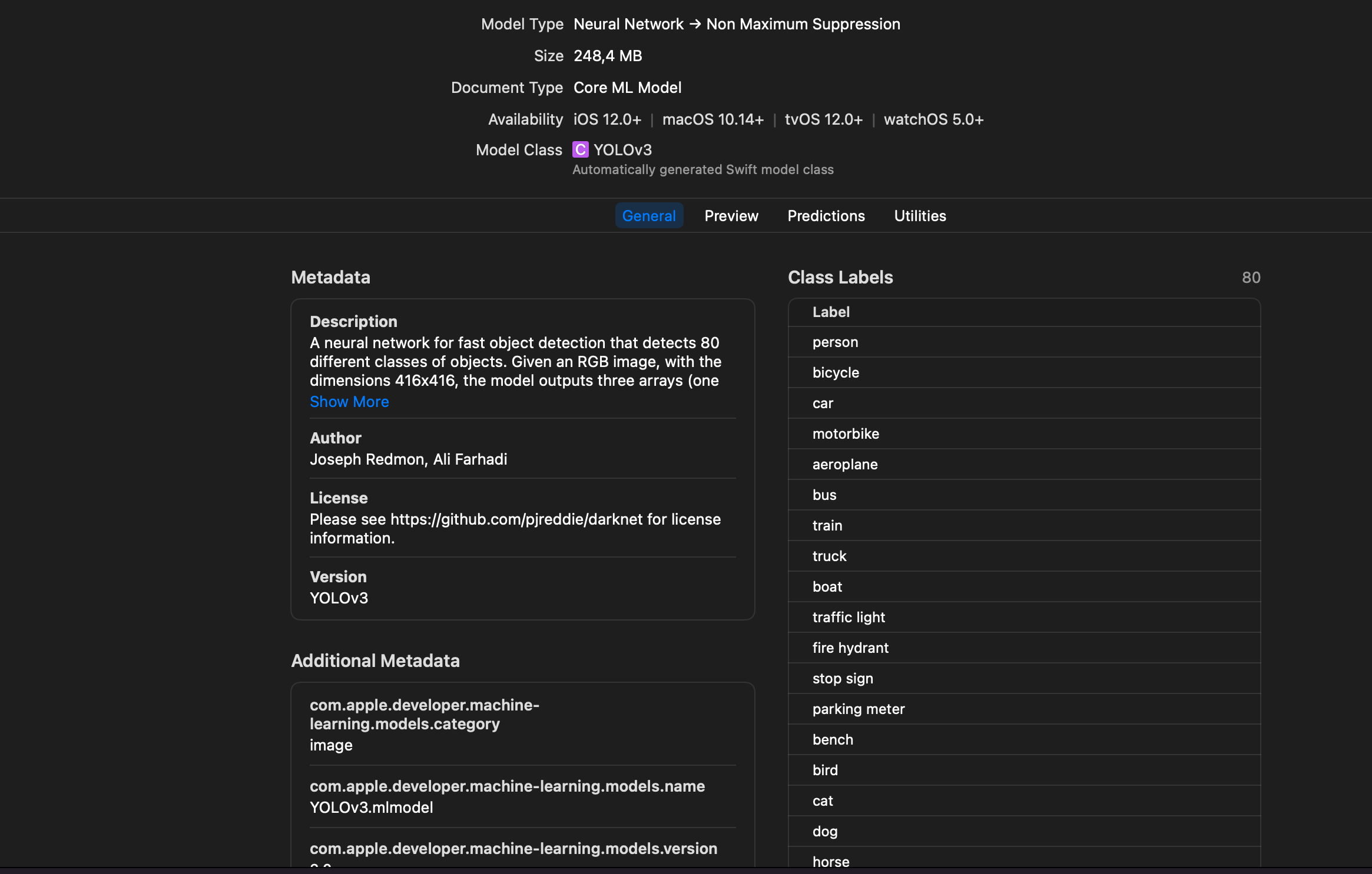 Exporting trained model to coreML missing metadata · Issue #7284 · ultralytics/yolov5 · GitHub