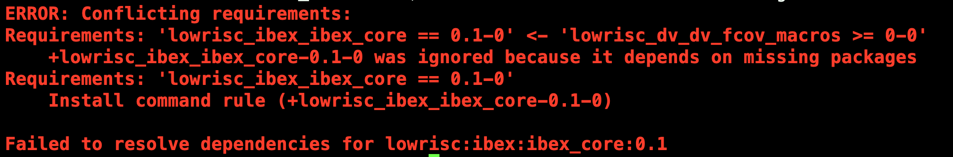 [toolflow/Fusesoc] conflicting requirements · Issue #312 · lowRISC/opentitan · GitHub