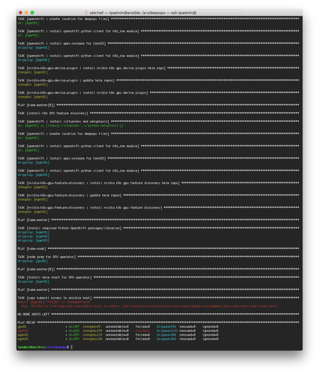 TASK [copy kubectl binary to ansible host] · Issue #725 · NVIDIA/deepops · GitHub