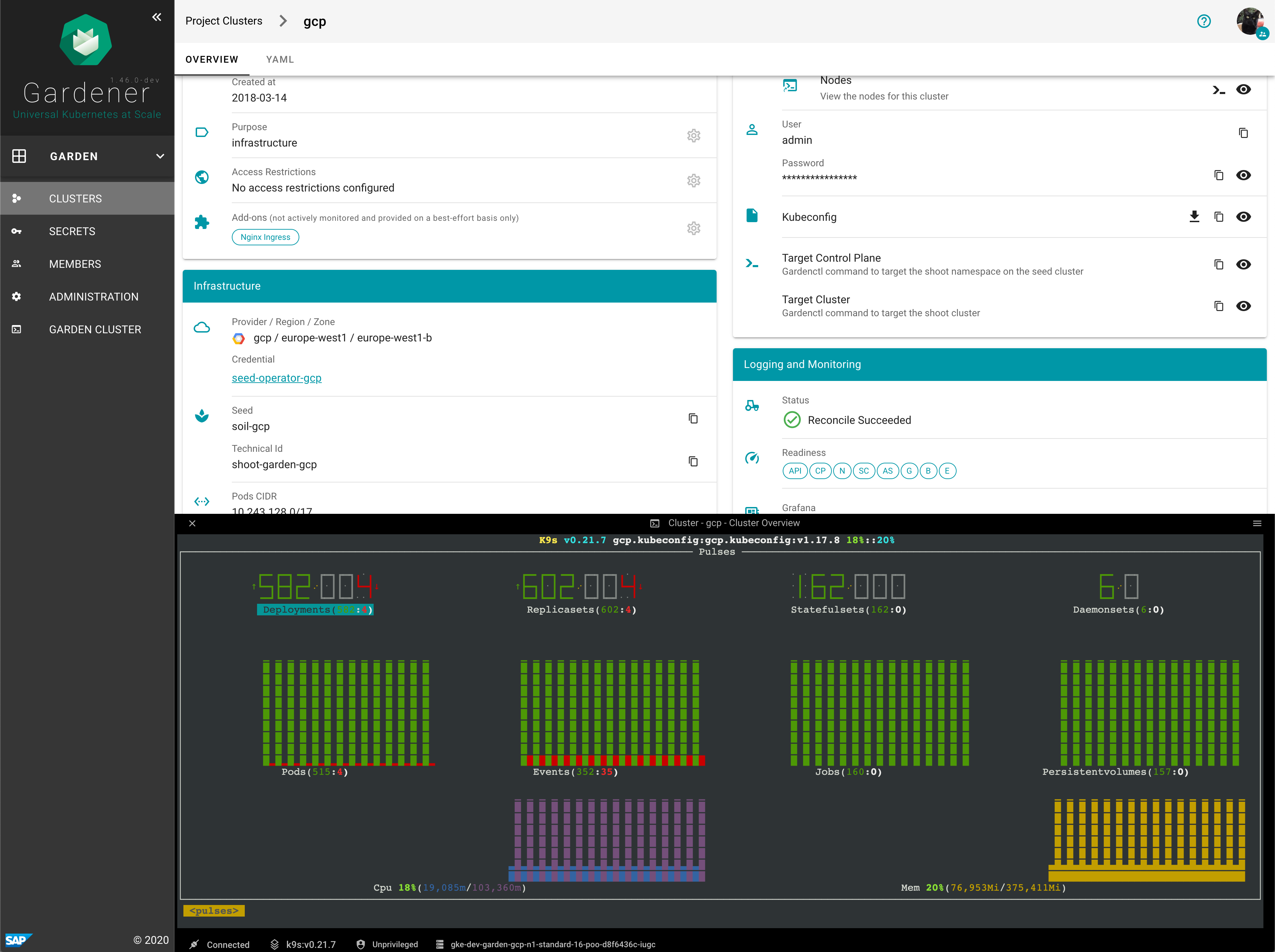 Show Cluster Metrics on Details Page · Issue #228 · gardener/dashboard · GitHub