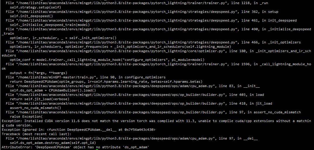 Error meet when reproducing mingpt with pytorch lightning+deepspeed. · Issue #12979 · Lightning ...
