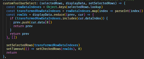 setSelectedRows on customToolbarSelect · Issue #1725 · gregnb/mui-datatables · GitHub